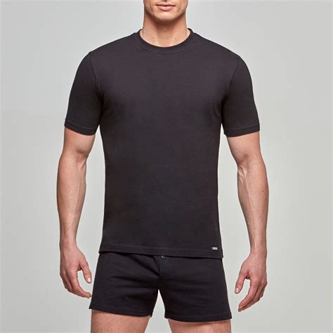 T shirt homme col rond pur coton Essentials noir signé Impetus