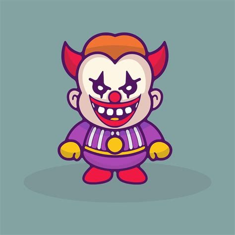 El payaso aterrador ilustración vectorial plana 5 Vector Premium