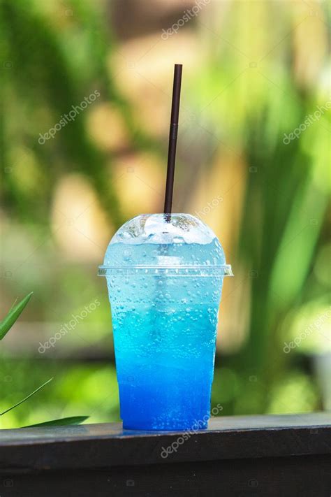 Blueberry Soda Ice In Outdoor Cafe Stock Photo Naypong 128432904