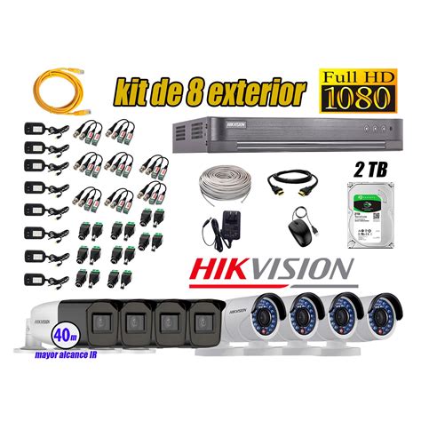 Ripley HIKVISION CÁMARAS DE SEGURIDAD KIT 8 EXTERIOR FULL HD 1080P