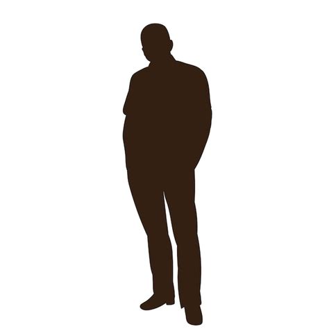 Fondo Blanco Silueta Negra De Un Hombre De Pie Vector Premium