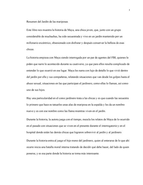 Resumen del Jardín de las mariposassfasf I Resumen del Jardín de las