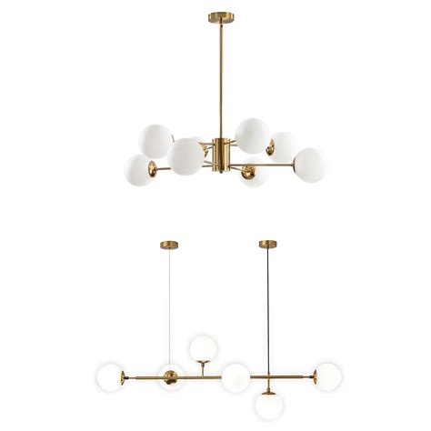KCO Lighting Modern 8 Light Sputnik Chandelier Mid Century Gold Globe