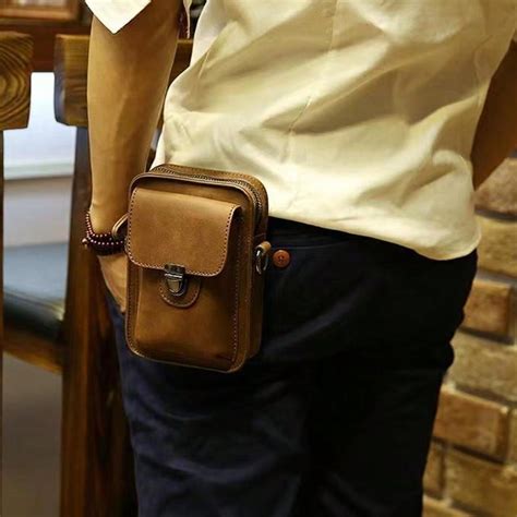 Herren Leder Crossbody Tasche Schultertasche Outdoor Casual Mini Taille