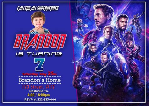 Marvelous Avengers Endgame Birthday Party Invitation With A Free