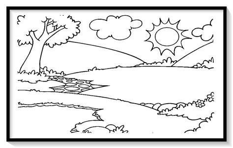 colorear paisaje natural Dibujo imágenes