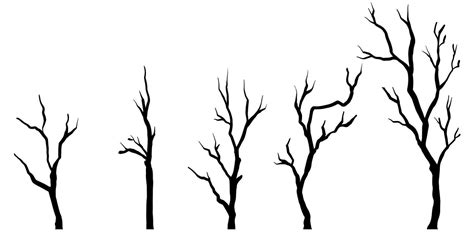 Doodle Sketch Style Of Naked Trees Silhouettes Cartoon Hand Drawn