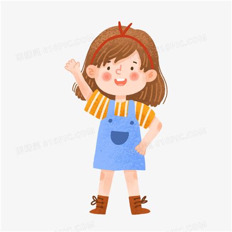 卡通手绘打招呼的女孩免抠素材图片免费下载 PNG素材 编号1yqi66w73 图精灵