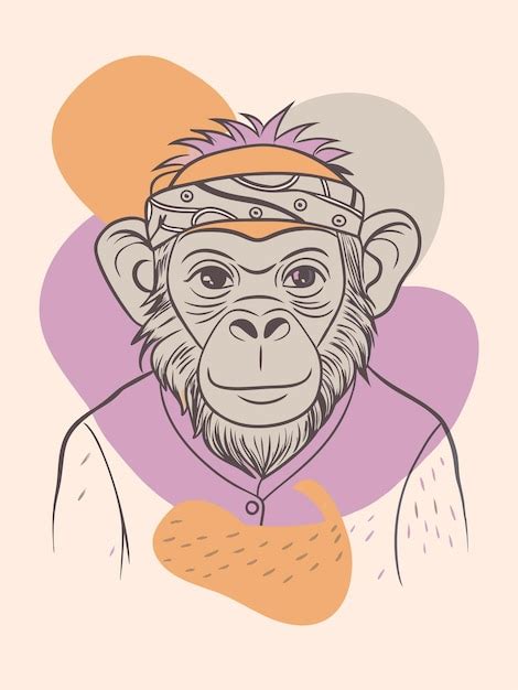 Un Dibujo De Un Mono Con Una Banda En La Cabeza Con Un C Rculo Naranja