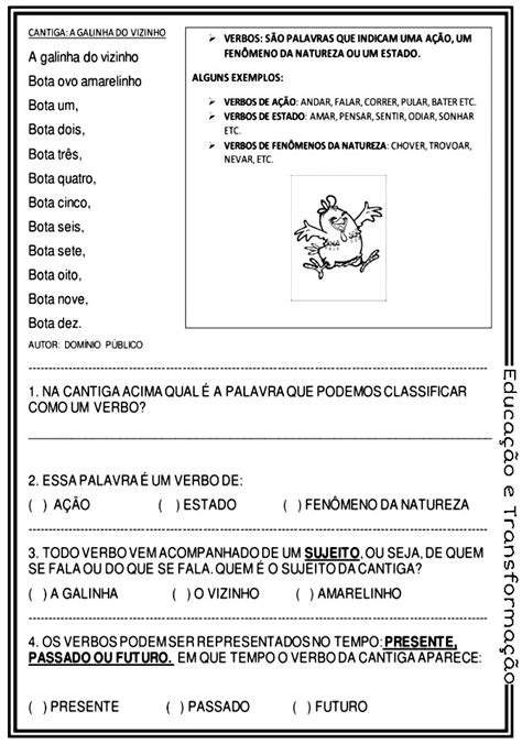 Sequência didática A galinha do vizinho Atividades para Jardim