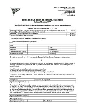 Remplissable En Ligne Byc Qc DEMANDE D ADH SION DE MEMBRE JUNIOR 2014
