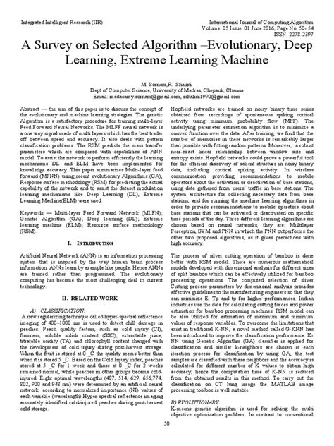 a survey on selected algorithm evolutionary deep learning extreme learning machine pdf
