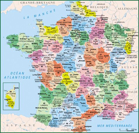 Carte de France départements villes et régions Vacances Guide