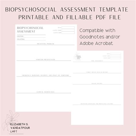 Printable And Fillable Biopsychosocial Mental Health Assessment Intake