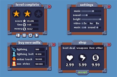 Pixel Art 2D Game UI By Free Game Assets GUI Sprite Tilesets