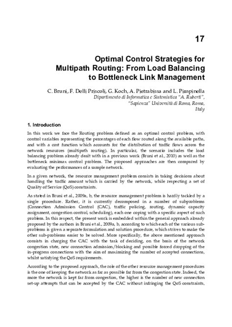 pdf optimal control strategies for multipath routing from load balancing to bottleneck link