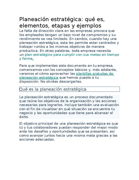Planeación estratégica Teoria y practica Planeación estratégica qué