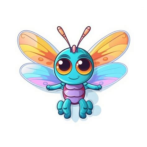 Un Insecto De Dibujos Animados Con Ojos Grandes Y Alas Coloridas Foto