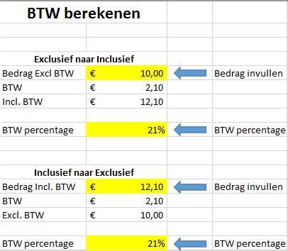 BTW Berekenen Met Microsoft Excel Tips Tricks Van Het Opleidingscentrum