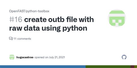 create outb file with raw data using python · issue 16 · openfast python toolbox · github