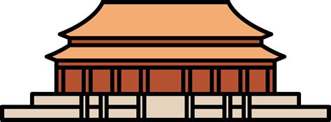 Outline Simplicity Drawing Of Forbidden City Landmark Front Elevation