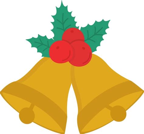 Campanas De Navidad Doradas Con Bayas Rojas Y Hojas Verdes Resaltadas
