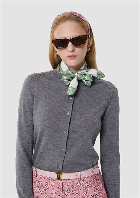 Ginno Grey Cardigan In Merino Wool Tara Jarmon
