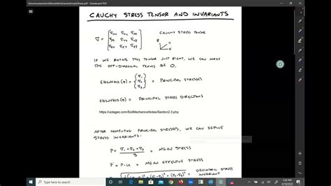 2 2 cauchy stress tensor invariants and stress paths youtube