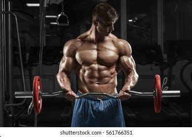 Muscular Man Working Out Gym Doing Stock Photo 561766351 Shutterstock