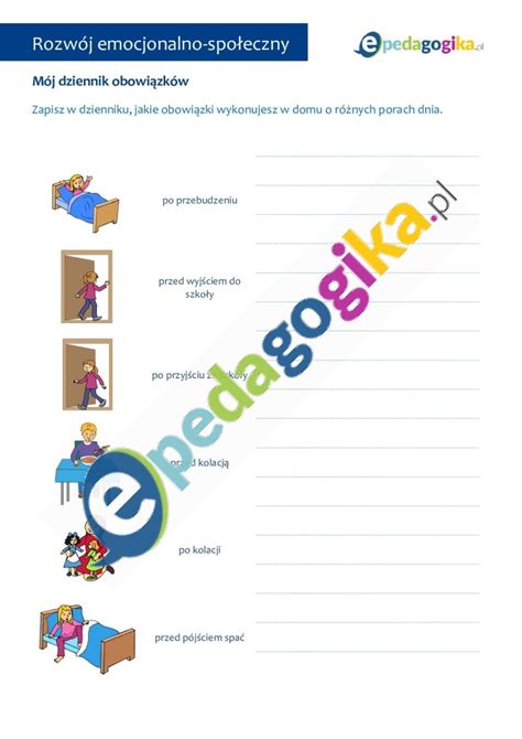 Obowiązki domowe Karty pracy dla dzieci ePedagogika