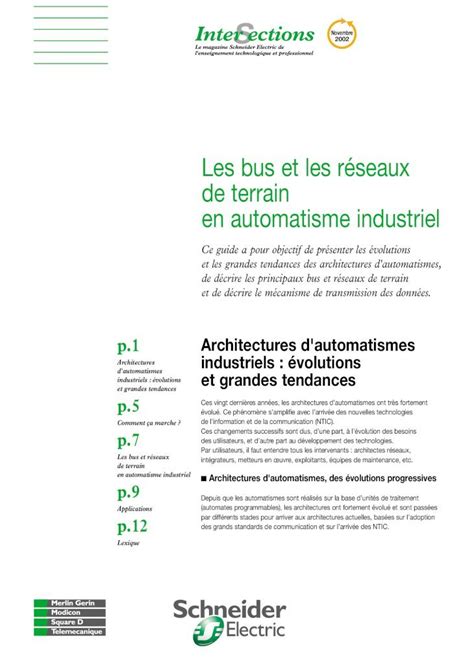 PDF Les bus et les réseaux de terrain en automatisme industriel Les