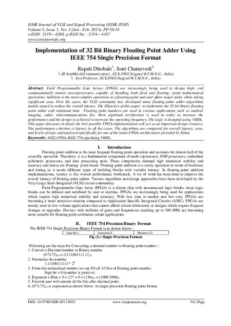 pdf ijert design of high performance ieee 754 single precision 32 bit floating point adder