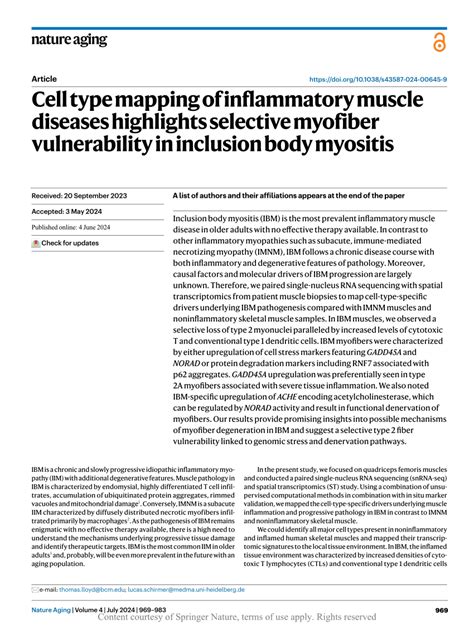Pdf Cell Type Mapping Of Inflammatory Muscle Diseases Highlights