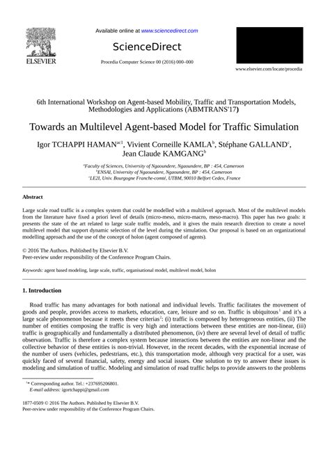 pdf towards an multilevel agent based model for traffic simulation