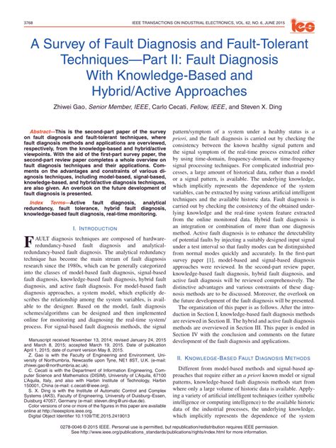pdf a survey of fault diagnosis and fault tolerant techniques—part ii fault diagnosis with