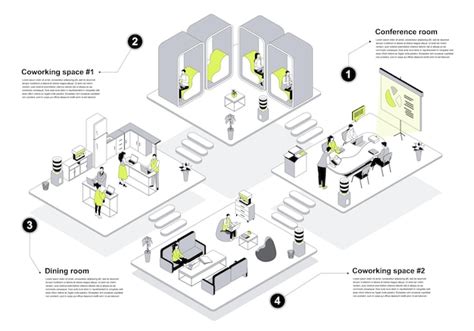 Premium Vector Coworking Space Concept In D Isometric Design