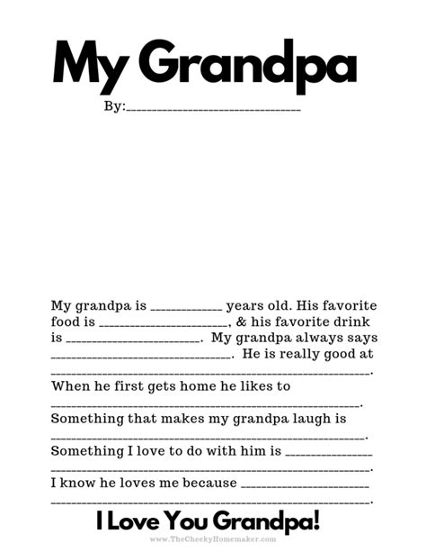 All About Grandpa Free Printable