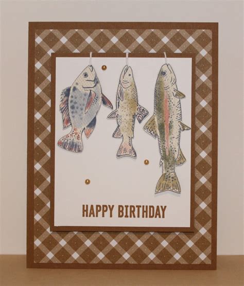 Stampin Up GREETING CARD KIT 4 Cards Birthday Gone Fishing Masculine