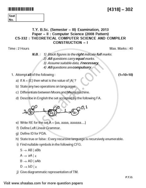 theoretical computer science and compiler construction 1 2013 2014 b sc computer science