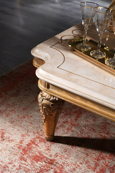 Casa Padrino Luxus Barock Wohnzimmertisch Weiß Gold 140 x 90 x H 42