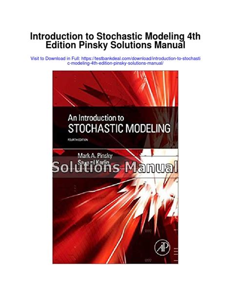 introduction to stochastic modeling 4th edition pinsky solutions manual pdf mathematics
