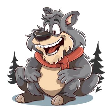 Grand Méchant Loup Vecteur PNG Autocollant Clipart Personnage Dessin