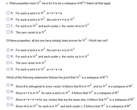 solved 9 let w be a subspace of rn and let w⊥ be the set