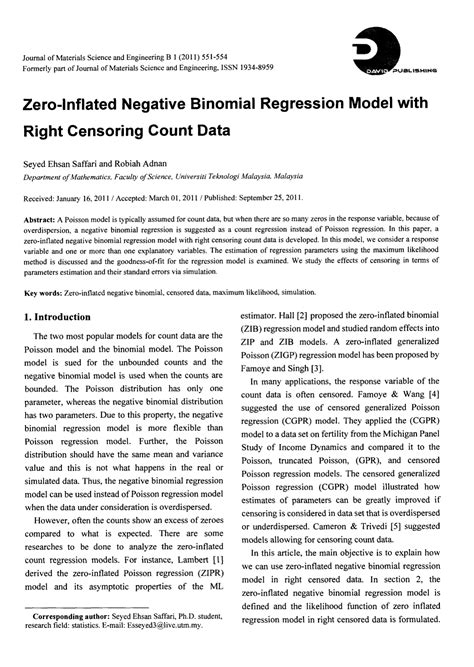 zero inflated negative binomial regression model with right censoring count data word文档在线阅读与下载 无忧文档