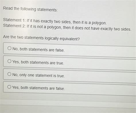Read The Following Statements Statement 1 If It Has Exactly Two Sides