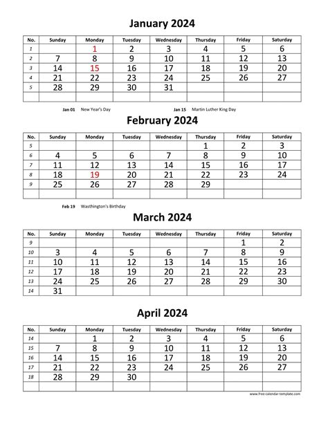 Monthly Calendar Months Per Page Vertical Free Calendar