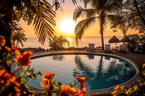 Piscina Na Praia Nos Tr Picos Generative Ai Um Destino Para Passar