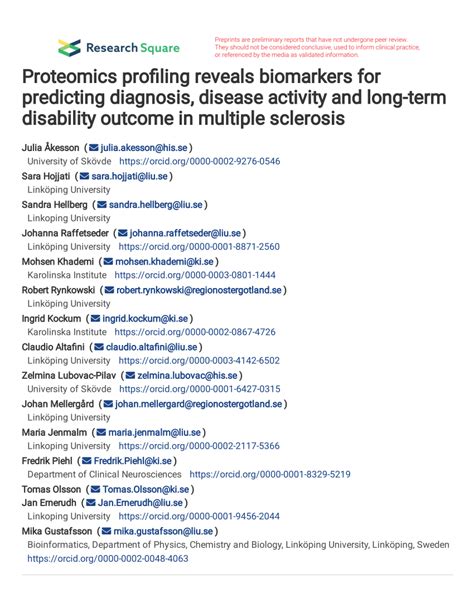 pdf proteomics profiling reveals biomarkers for predicting diagnosis disease activity and