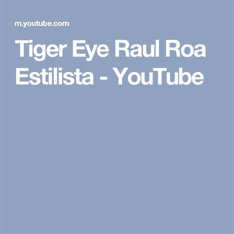 Tiger Eye Raul Roa Estilista YouTube Balayage Balayage Color Color