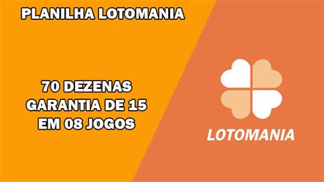 Planilha Lotomania 70 Dezenas Garantia De 15 Em 8 Jogos Lotocerta